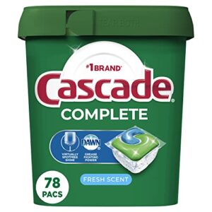 cascade complete dishwasher pods, dishwasher tabs, dish washing pods for dishwasher, dishwasher tablets, fresh scent actionpacs, 78 count