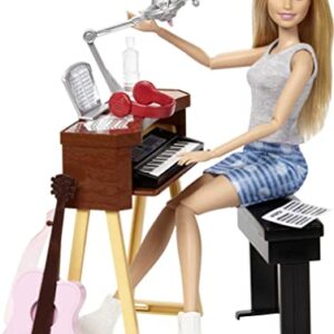 Barbie Musician Doll & Accessories, Music-Themed Playset with Guitar, Keyboard, 2 Mics & More, Blonde Doll