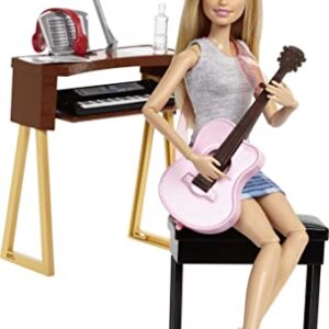 Barbie Musician Doll & Accessories, Music-Themed Playset with Guitar, Keyboard, 2 Mics & More, Blonde Doll