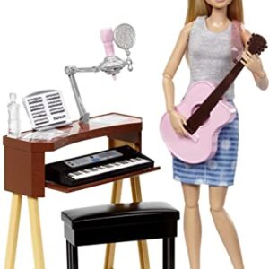 Barbie Musician Doll & Accessories, Music-Themed Playset with Guitar, Keyboard, 2 Mics & More, Blonde Doll