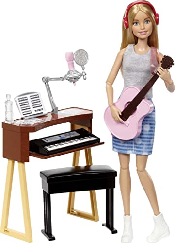 Barbie Musician Doll & Accessories, Music-Themed Playset with Guitar, Keyboard, 2 Mics & More, Blonde Doll