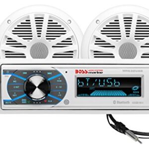 BOSS Audio Systems MCK632WB.6 Marine Weatherproof Receiver and Speaker Package - Bluetooth Audio, USB, MP3, AM FM, Aux-in, no CD Player, 6.5 Inch Weatherproof Speakers, Marine Dipole Antenna