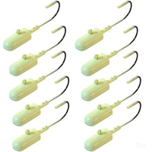 10pcs fish wow!® 3oz bullet jighead with 32786 mustad 8/0 hook 2x strong black nickel hooks jig heads - glow in the dark