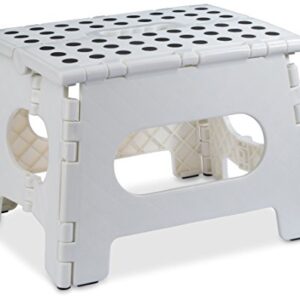 Handy Laundry Folding Step Stool, The Lightweight Step Stool, Sturdy Enough to Support Adults & Safe Enough for Kids, Opens Easy with One Flip, for Kitchen, Bathroom, Bedroom, Kids or Adults, (White)