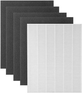 115115 replacement filters a for winix plasmawave c535, 5300-2, 6300-2, 5300, 6300, p300, am90, 9000, 5000, 5000b, c909, 9800 air purifier, 1 x true hepa size 21 filter plus 4 x carbon pre-filters