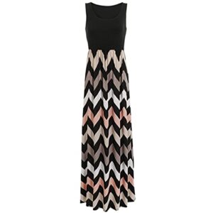 sherosa womens plus size empire waist chevron zigzag floor length maxi dress (xl, black)