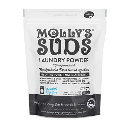 Molly's Suds Original Laundry Detergent Powder | Natural Laundry Detergent Powder for Sensitive Skin | Earth-Derived Ingredients, Stain Fighting | 70 Loads (Unscented)