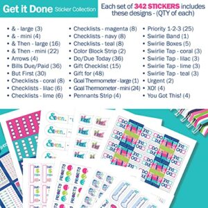 342 Planner Stickers - Get it Done Collection for Calendars and Planners. Checklists for Home, Work, Projects, Events, to-Do, Due Dates, Gift Giving, Goal Tracking, Reminders