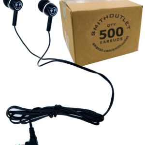 SmithOutlet 500 Pack Student Classroom Testing Headphones Smile Earbuds in Bulk