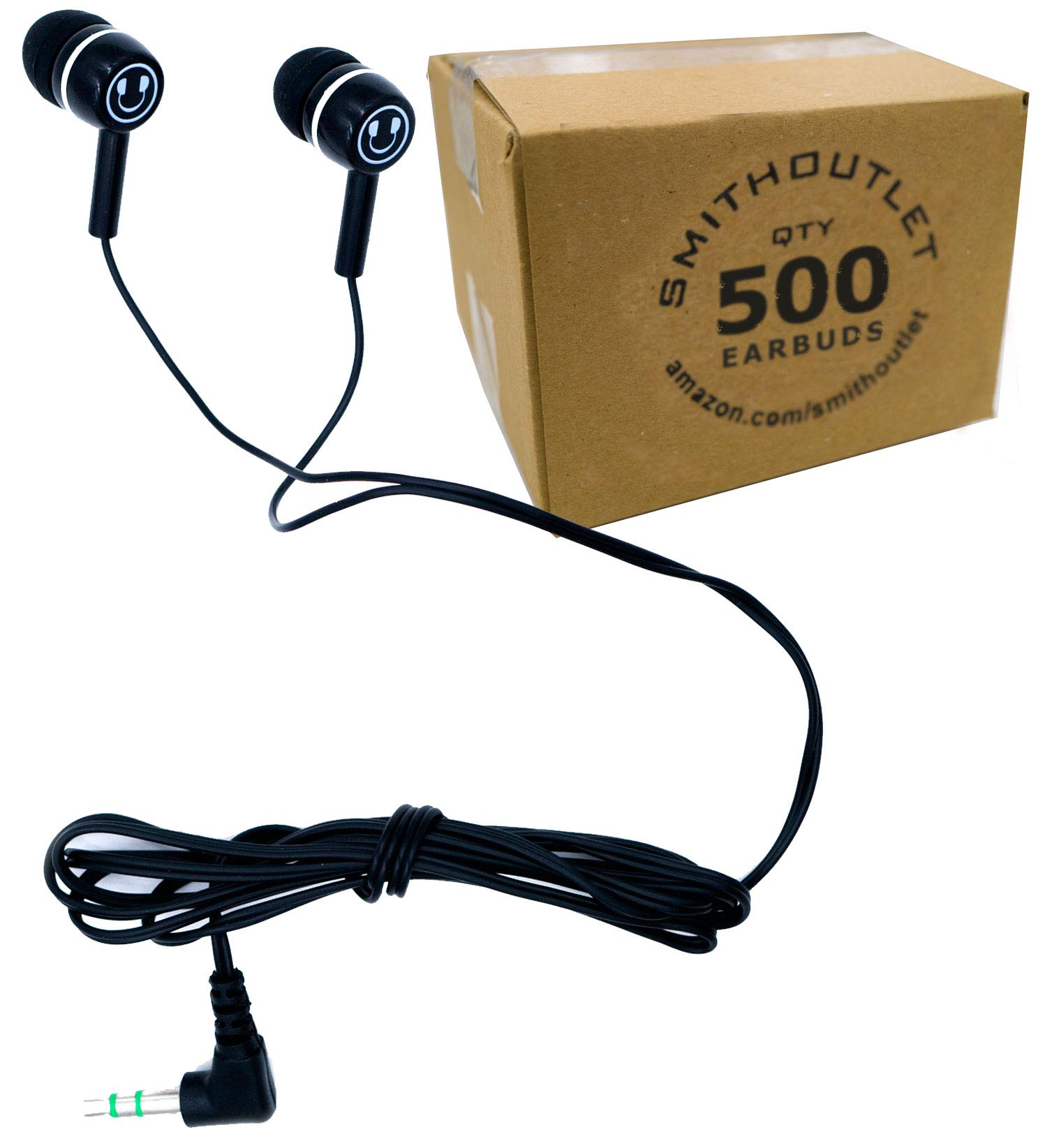 SmithOutlet 500 Pack Student Classroom Testing Headphones Smile Earbuds in Bulk