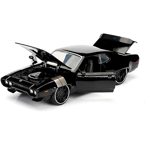 Jada Toys Fast & Furious 1:24 Dom's Plymouth GTX Die-cast Car, Toys for Kids and Adults, Black, Standard