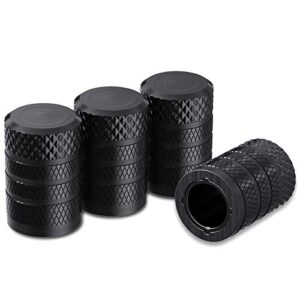 ckauto tire valve stem caps, black, 4 pcs/pack, anodized aluminum tire valve cap set, corrosion resistant, universal stem covers for cars trucks motorcycles suvs and bikes