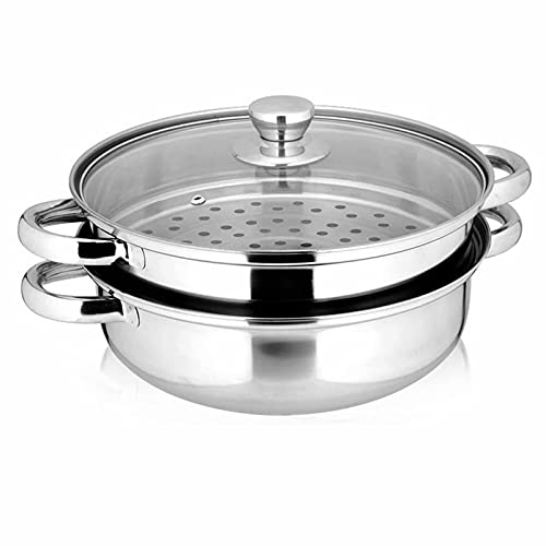 Yamde 2 Piece Stainless Steel Stack and Steam Pot Set - and Lid,Steamer Saucepot double boiler…