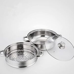 Yamde 2 Piece Stainless Steel Stack and Steam Pot Set - and Lid,Steamer Saucepot double boiler…