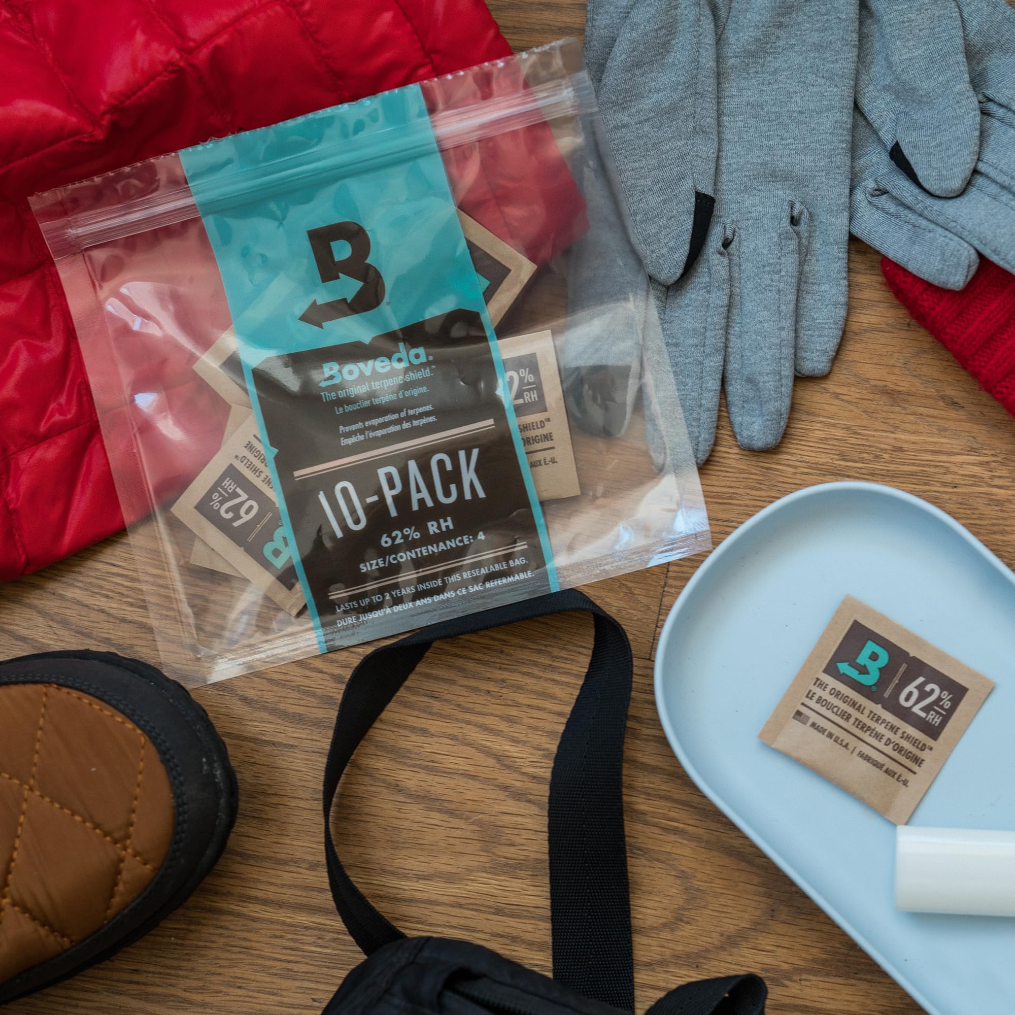 Boveda 62% Two-Way Humidity Control Packs For Storing ½ oz – Size 4 – 10 Pack – Moisture Absorbers for Small Storage Containers – Humidifier Packs – Hydration Packets in Resealable Bag