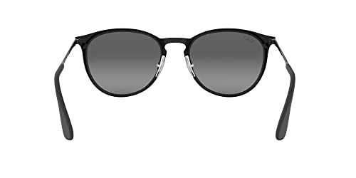 Ray-Ban RB3539 Erika Metal Round Sunglasses, Black/Polarized Light Grey Gradient Grey, 54 mm