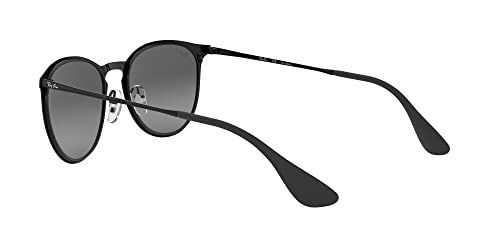 Ray-Ban RB3539 Erika Metal Round Sunglasses, Black/Polarized Light Grey Gradient Grey, 54 mm