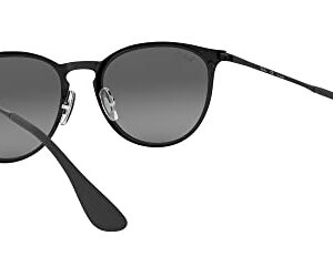 Ray-Ban RB3539 Erika Metal Round Sunglasses, Black/Polarized Light Grey Gradient Grey, 54 mm