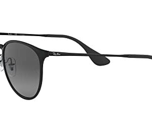 Ray-Ban RB3539 Erika Metal Round Sunglasses, Black/Polarized Light Grey Gradient Grey, 54 mm