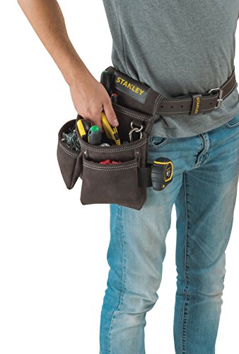 STANLEY Leather Tool Belt for Tool Holsters and Pouches, with Adjustable Roller Buckle, STST1-80119