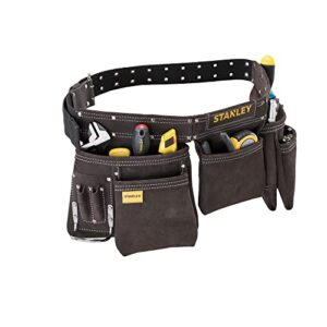 STANLEY Leather Tool Belt Pouch Apron, Multi-Pockets Storage Organiser, Hammer Loop, STST1-80113