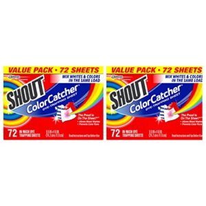 shout color catcher sheets for laundry, maintains clothes original colors, 72 count - pack of 2 (144 total sheets)