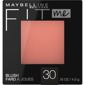 maybelline fit me powder blush, lightweight, smooth, blendable, long-lasting all-day face enhancing makeup color, rose, 1 count