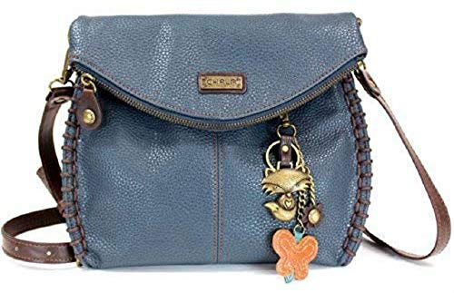 Chala Charming Crossbody Bag - Flap Top and Metal Key Charm in Navy Blue, Cross-Body or Shoulder Purse - Navy Fox