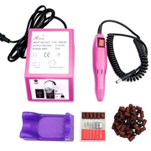 LILYS PET 20,000 RPM Light Type Professional Electric Nail Art Salon Drill Glazing Fast Machine,Electric Nail Art File Drill with 1 Pack of Sanding Bands (Pink)