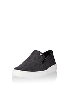 michael michael kors women's keaton slip-on black mini mk logo coated canvas/suprema nappa sport 8 m