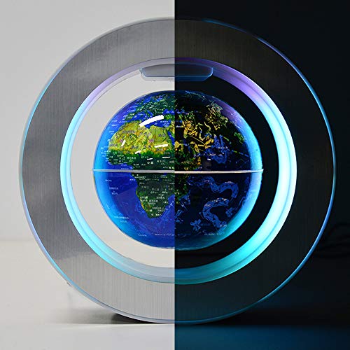 FUGEST Magnetic Levitation Floating World Map with Constellations LED Light Globe 2 in 1 Anti Gravity Suspending in The Air Decoration Gadget (Blue 6 inch)