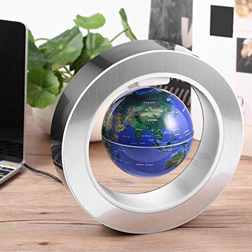 FUGEST Magnetic Levitation Floating World Map with Constellations LED Light Globe 2 in 1 Anti Gravity Suspending in The Air Decoration Gadget (Blue 6 inch)