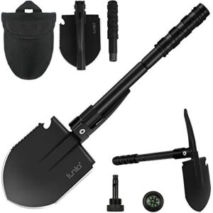 iunio camping shovel,shovel folding, portable, multitool, foldable entrenching tool, collapsible spade, for backpacking, trenching, hiking, survival, car emergency (basic e-tool)