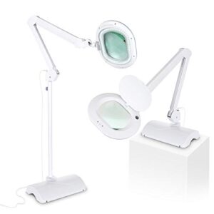 brightech lightview pro 2 in 1 magnifying floor lamp & table lamp - hands free magnifier with bright led light for reading - work light with flexible gooseneck - standing mag lamp