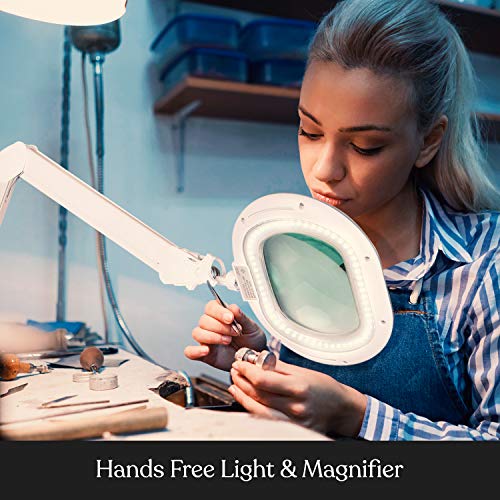 Brightech LightView Pro 2 in 1 Magnifying Floor Lamp & Table Lamp - Hands Free Magnifier with Bright LED Light for Reading - Work Light with Flexible Gooseneck - Standing Mag Lamp