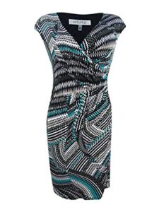 kasper women's zig zag swirl print ity dress, loden multi, m