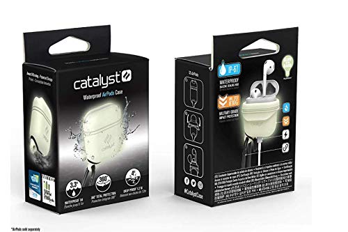 Catalyst Waterproof AirPods 1 & 2 Case with Premium Carabiner, Compatible Wireless Charging, One-Piece Design, Protective Cover Soft Skin, High Drop Protection, Silicone Sealing - Glow in Dark