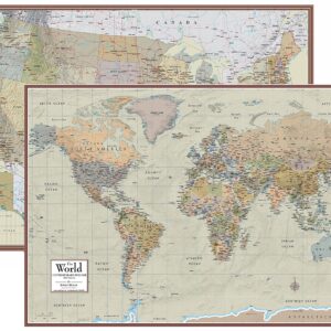 Swiftmaps World and USA Contemporary Premier 3D Two Wall Map Set (24x36 Laminated)