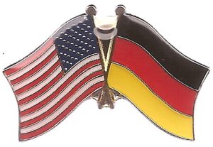 pack of 3 germany & us crossed double flag lapel pins, german & american friendship pin badge