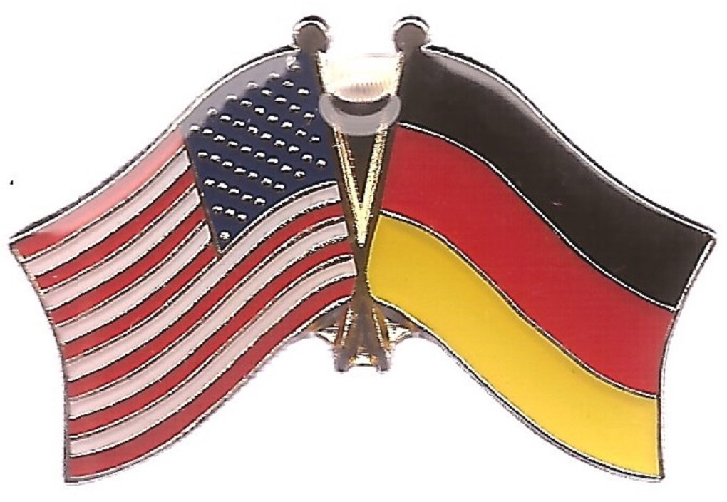 PACK of 3 Germany & US Crossed Double Flag Lapel Pins, German & American Friendship Pin Badge