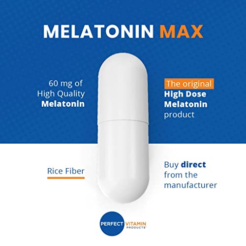 High Dosage Melatonin 60mg,Melatonin Max Ensures an Ample Supply of This Important Hormone, 60 Capsules