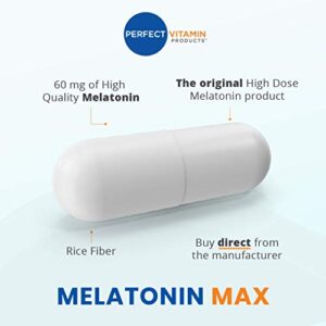 High Dosage Melatonin 60mg,Melatonin Max Ensures an Ample Supply of This Important Hormone, 60 Capsules