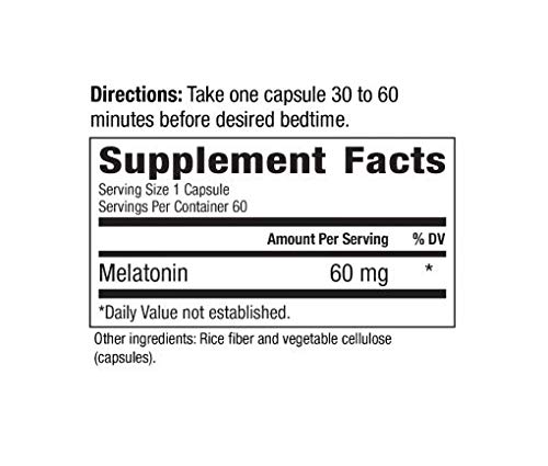 High Dosage Melatonin 60mg,Melatonin Max Ensures an Ample Supply of This Important Hormone, 60 Capsules