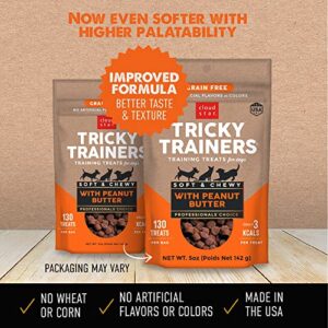 Cloud Star Tricky Trainers Soft & Chewy Dog Training Treats 5 oz Pouch, Peanut Butter Flavor, Grain-Free Low Calorie Behavior Aid with 130 treats