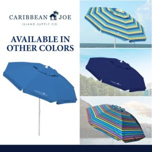 Caribbean Joe Beach Umbrella, Portable and Adjustable Tilt Sun Umbrella with UV Protection, Vented Canopy, Full 6.5 ft Arc, Blue