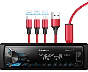 pioneer mvh-x390bt digital media receiver with pioneer arc app, mixtrax, built-in bluetooth and usb direct control for ipod/iphone and android phones & zonoz 3 in 1 multi usb charging cable (bundle)