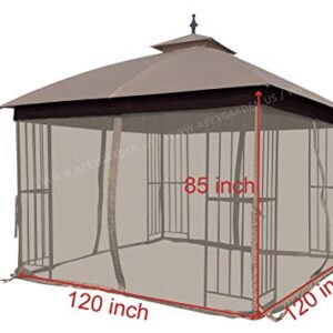 APEX GARDEN 10' x 10' Gazebo Replacement Mosquito Netting (Tan)