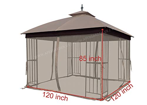 APEX GARDEN 10' x 10' Gazebo Replacement Mosquito Netting (Tan)