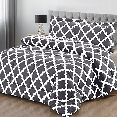 Utopia Bedding - Comforter Set with 2 Pillow Shams - 3 Pieces Bedding Comforter Sets - Down Alternative Comforter - Soft and Comfortable - Machine Washable, Quatrefoil Gray, King