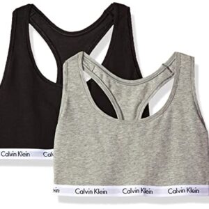 Calvin Klein Women's Carousel Logo Bralette 2-Pack, Black/Grey Heather, Medium